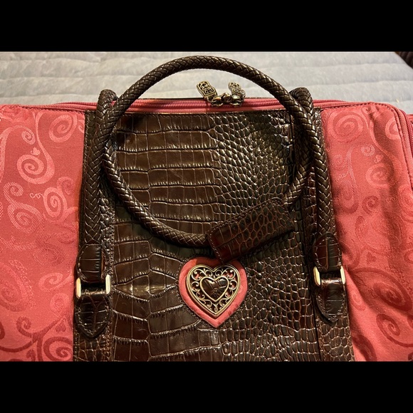 Bags | Authentic Brighton Pink Brown Rolling Duffel Bag | Poshmark